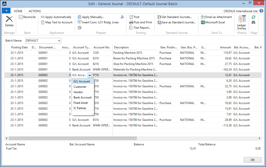 Working with general journals | Microsoft Dynamics NAV 2013 Application ...