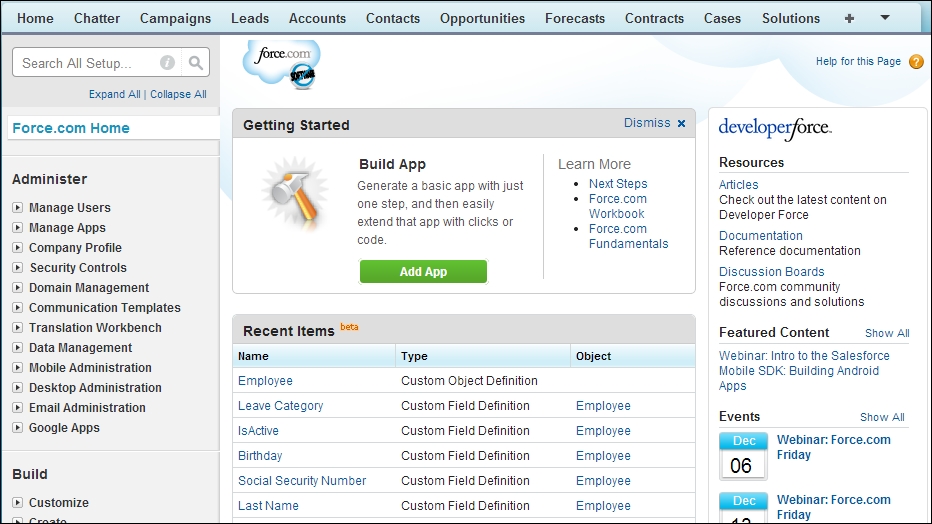 Learning Force.com Application Development