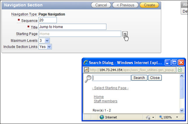 Adding a navigation section to a page | Oracle APEX Cookbook