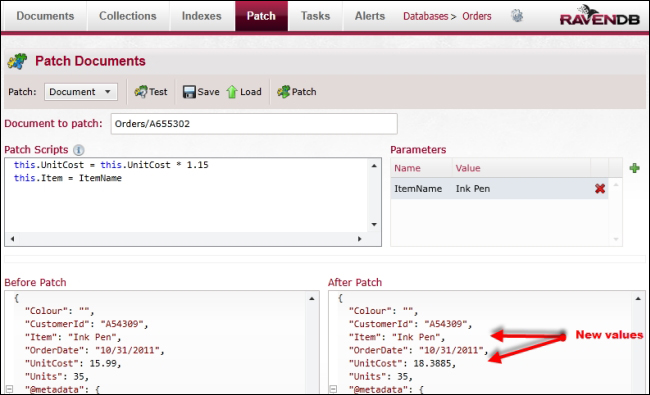 Time for action – patching a document | RavenDB 2.x Beginner's Guide