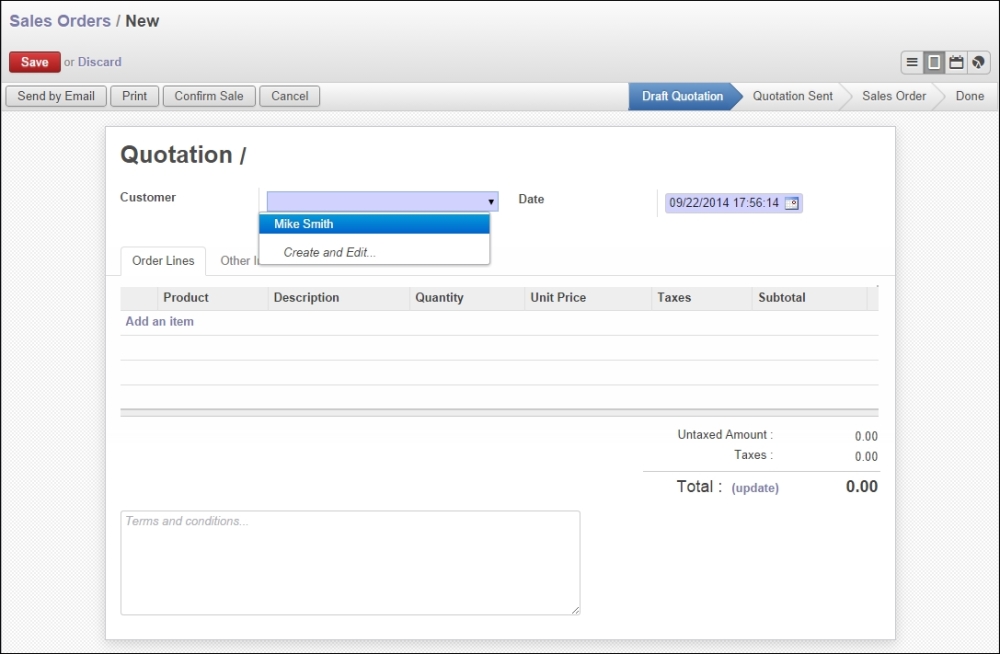 Entering your first sales order | Working with Odoo