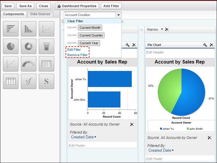 Implementing dashboard filters | Salesforce Reporting and Dashboards