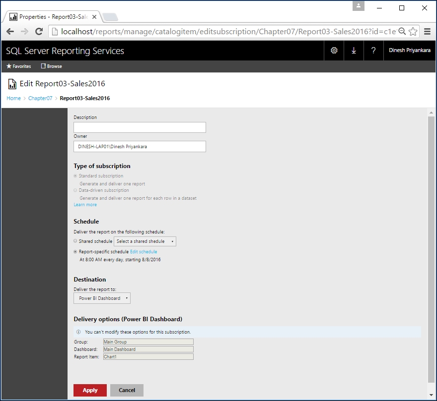 Embedding reports in other applications | SQL Server 2016 Reporting Services Cookbook