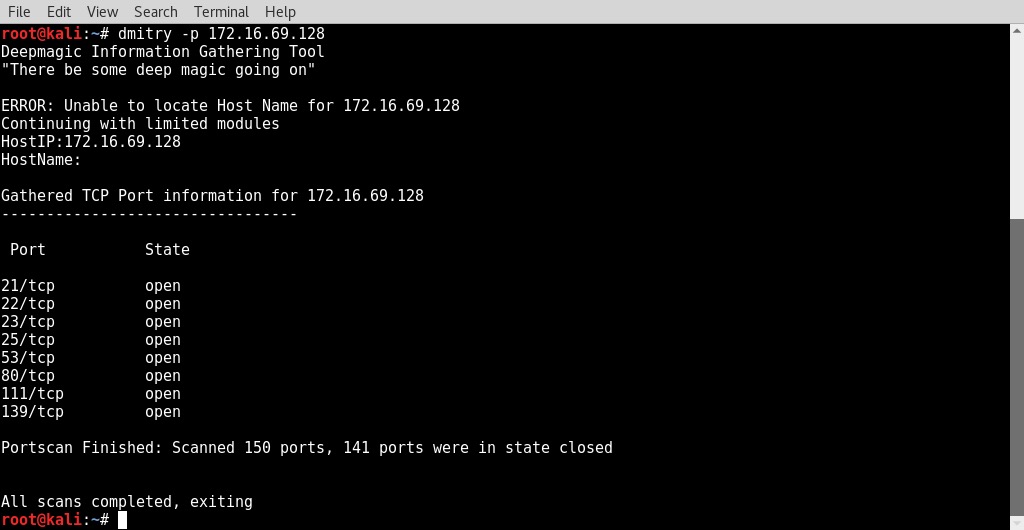 Port scanning with DMitry (connect) | Kali Linux Network Scanning ...
