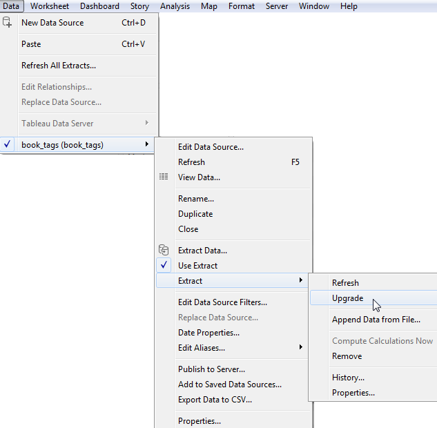 Upgrading to Hyper | Tableau 2019.x Cookbook