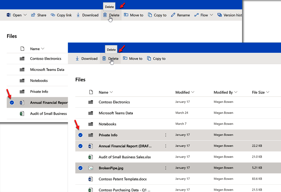 Deleting Files Office 365 User Guide
