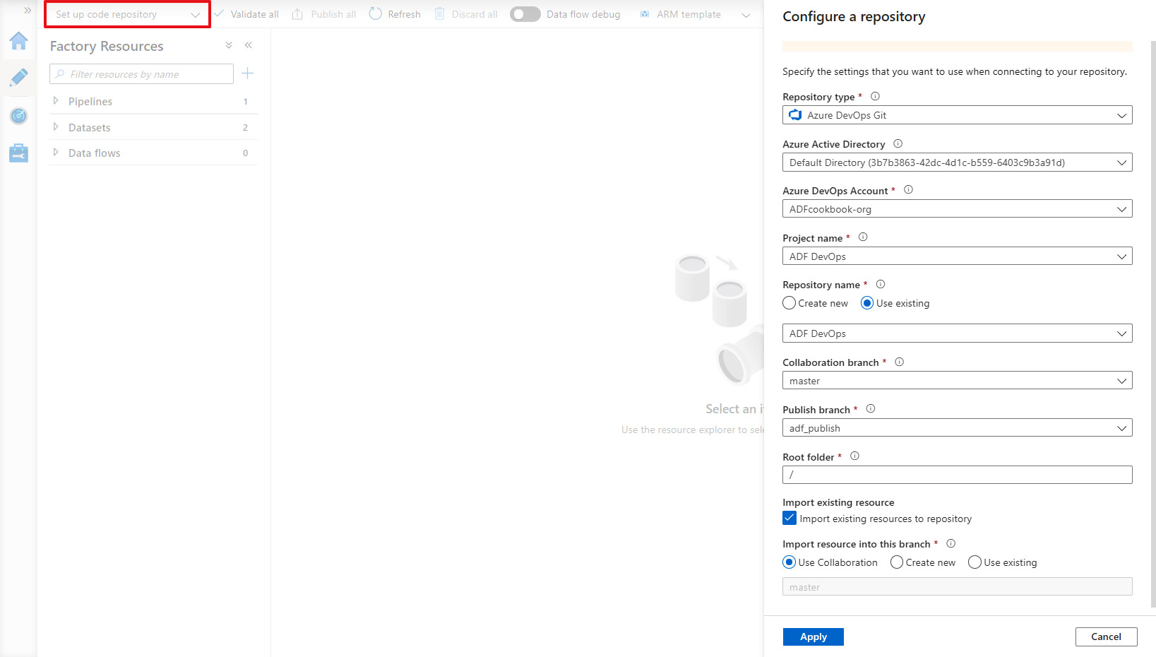 Setting Up Azure Devops Azure Data Factory Cookbook