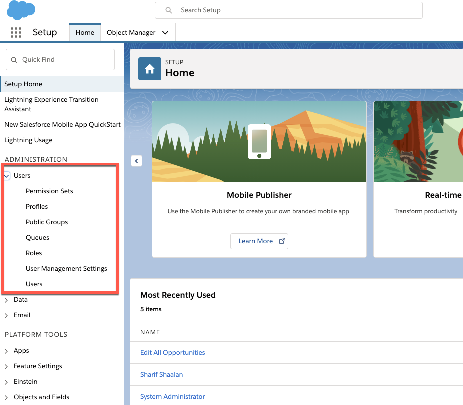 Using the ADMINISTRATION section | Salesforce for Beginners - Second ...