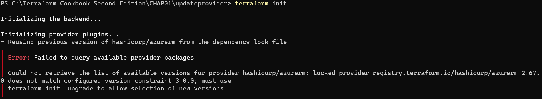 Upgrading Terraform Providers Terraform Cookbook Second Edition