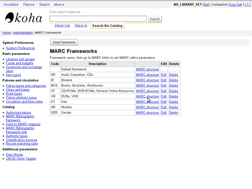 Configuring the Cataloging Module | Koha 3 Library Management System