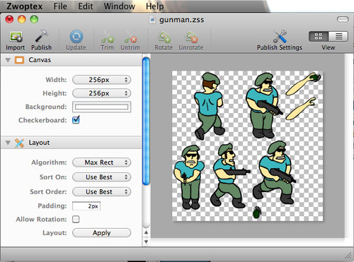 Packing textures using Zwoptex | Cocos2d for iPhone 1 Game Development Cookbook