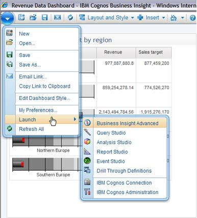 Exploring the Application bar | IBM Cognos Business Intelligence 10.1 ...